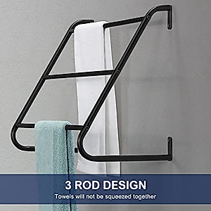 Bathroom Towel Bar, Metal Towel Rack Wall Mounted, 3-Tier Tower Holder Bar Space Saving Towel Racks for Bathroom Black