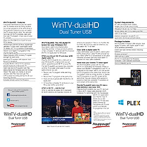 HAUPPAUGE WinTV-DualHD Dual USB 2.0 HD TV Tuner for Windows PC 1595,Black