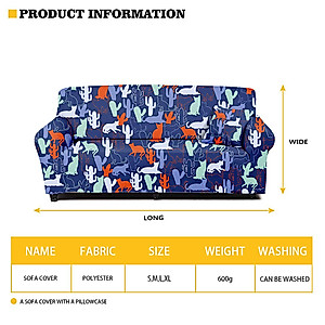 UNICEU Ocean Tropical Fish Dolphin Print Cover for Sofa 1 2 3 4 Seats Stretch Sofa Slipcover Couch Covers Living Room Blue