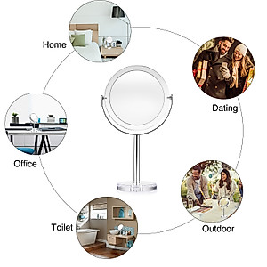 Beautifive Makeup Mirror, Double Sided Vanity Mirror with 1x/7x, Tabletop Magnifying Mirror, Swivel Round Mirror with 360°Rotation, Retro Style Bathroom Mirror