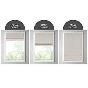 Madison Park Galen Cordless Roman Shades - Fabric Privacy Single Panel Darkening, Energy Efficient, Thermal Insulated Window Blind Treatment, for Bedroom, Living Room Decor, 35" x 64", Ivory