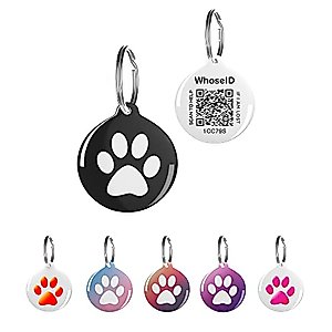 WhoseID Dog Cat Tag Personalized for Pets Name ID Accessories Custom Silent QR Code Tags Ring Supplies Black