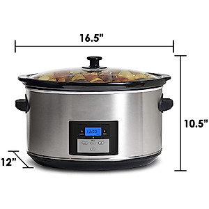 8.5-Quart Digital Programmable Slow Cooker - Adjustable Temp, Entrees, Stews & Dips