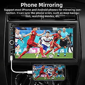 Double Din Car Stereo Radio with CD/DVD Player, 7inch Touch Screen Car Stereo with CarPlay & Android Auto, Backup Camera, Bluetooth 5.1, Mirror link, Subwoofer,SWC, AM/FM Car Radio Receiver, AUX Input