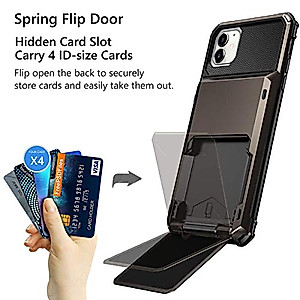 Vofolen Case for iPhone 11 Case Wallet 4-Card Holder ID Slot Flip Door Hidden Pocket Anti-Scratch Dual Layer Hybrid TPU Bumper Armor Protective Hard Shell Back Cover for iPhone 11 6.1 inch Gun Metal