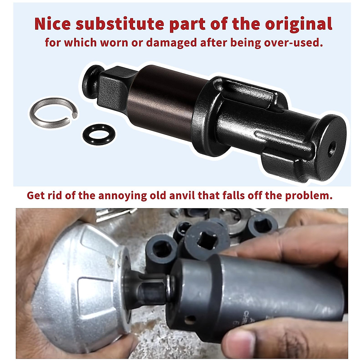 3/8" Impact Wrench Anvil Repair Kit Fit for Ingersoll Rand Air Impact IR2112 & IR2115 Replacement Part, Comes with Retainer and Support Ring