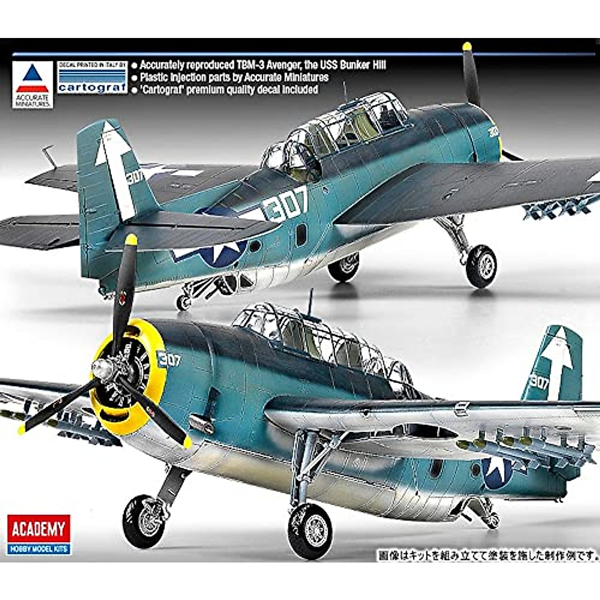 Academy TBM-3" USS Bunker Hill Airplane Model Building Kit, Navy