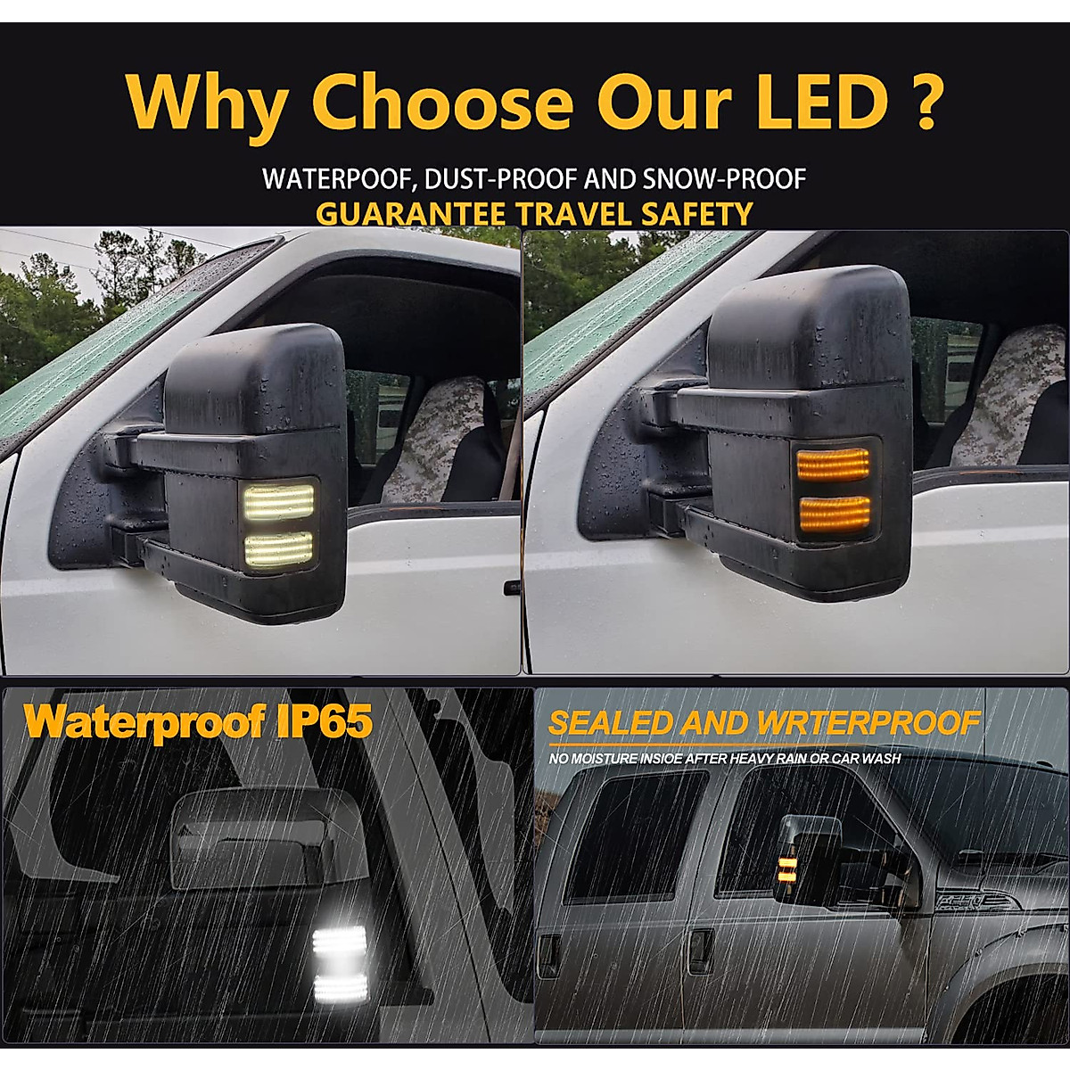 Switchback F250 Side Mirror Turn Signal DRL Running Lights,Sequential Tow Mirror LED Lights For Ford F-350 F-450 F-550 Super Duty 2008-2016 7C3Z-13776-A 7C3Z-13776-B 7C3Z13776A 7C3Z13776B