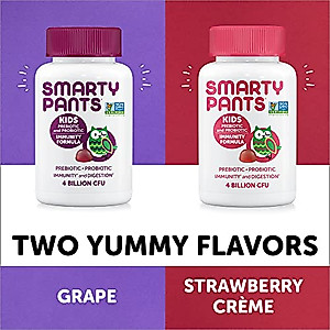 SmartyPants Kids Probiotic Immunity Gummies: Prebiotics & Probiotics for Immune Support & Digestive Comfort, Strawberry Crème Flavor, 60 Gummy Vitamins, 30 Day Supply, No Refrigeration Required