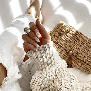 Me&Hz Chunky Dome Rings 925 Sterling Silver Plated Minimalist Statement Rings for Women Men Stackable Thick Band Rings for Thumb Mid Pointer Finger Size 7