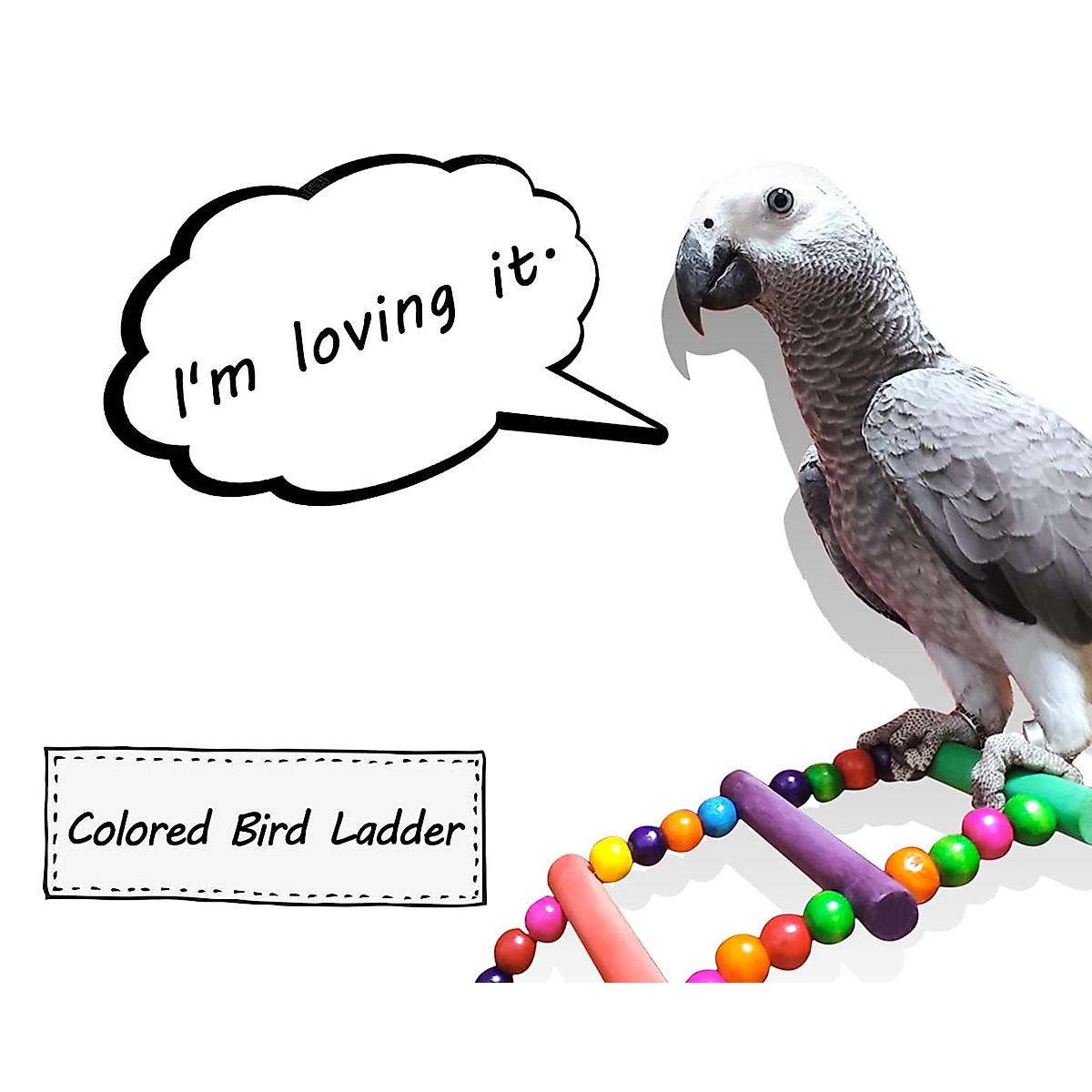 DS. DISTINCTIVE STYLE Bird Ladder Toys Coloured Flexible Parrot Swing Bridge Wooden Cockatiel Cage Hanging Climbing Ladder (39 in (16 Steps))