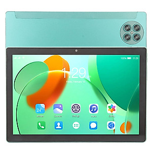 10.1 Inch 2 in 1 Tablet, 8GB RAM 256GB ROM, 5G WiFi, FHD Tablet with Keyboard, Supports 4G Network, Green (US Plug)