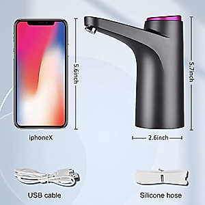 5 Gallon Water Dispenser with Double Button Pump, USB Charging & Large Capacity, Portable Drinking Pump for Universal Bottles (2-5 Gallon)