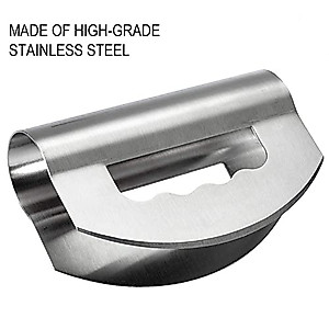 Salad Knife Chopper with Protective Cover - Stainless Steel Salad Cutter, Double Blade Chopping Knife, Mezzaluna Salad Chopper for Salad and Vegetable Mincing