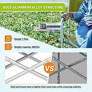 FUNDANGO Camping Chair with Side Table,Camping Director Chair with Armrest,Lawn Chair for Camping Fishing Picnic (Grass Green)
