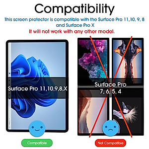amFilm (2 Pack) Tempered Glass Screen Protector Compatible with Microsoft Surface Pro 11 2024/Surface Pro 10/Surface Pro9 (2022)/Surface Pro8 (2021) and Surface Pro X[13 inch],Support Surface Pen