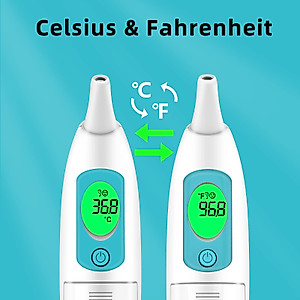 Ear Thermometer for Adults and Kids, Digital Thermometer with Fever Alarm and Instant Accuracy Readings, Infrared Thermometer Gun for Infants, Baby Thermometer, Fast, Reliable