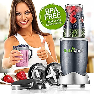 Personal Electric Single Serve Blender - 600W Professional Kitchen Countertop Mini Blender-for Shakes and Smoothies w/ Pulse Blend, Convenient Lid-Cover, Portable 10 & 20 Oz Cups - NutriChef NCBL60