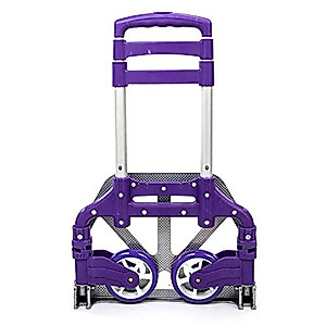 Aluminium Portable Folding Collapsible Push Truck,Hand Trolley Luggage Hand Cart and Dolly 165.35 lbs (75kg) for Home, Auto, Office,Travel Use (Purple)