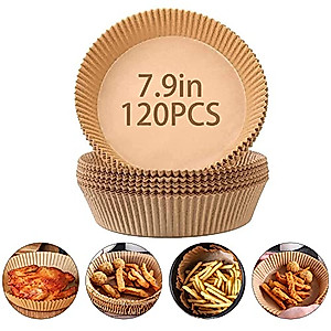 Air Fryer Paper Liners,120PCS Non-Stick Parchment Liner 7.9"Air Fryer Disposable Paper Liner Round Air Fryer Disposable Paper Liner Oil-Proof, Food Grade Paper Liner for Baking Roasting Microwave