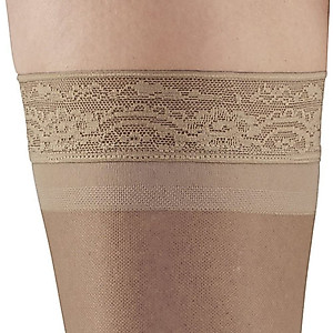 Ames Walker AW Style 4 Sheer Support 15-20 mmHg Moderate Compression Closed Toe Thigh High Stockings w/Top Band Taupe Xlarge