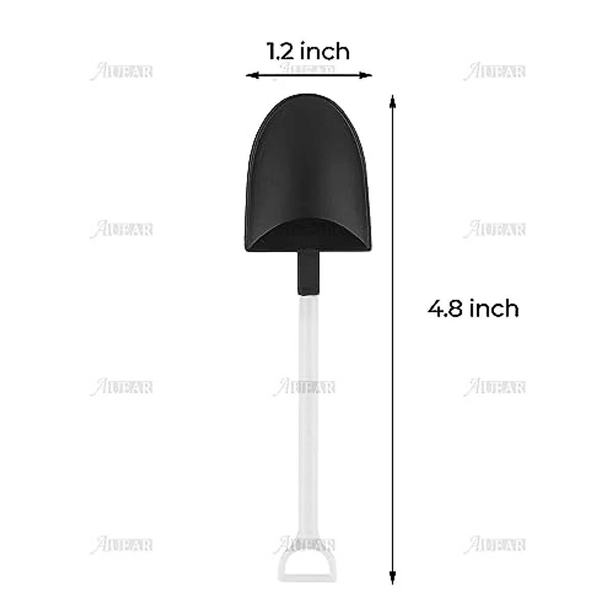 AUEAR 100 Pack Mini Shovel Shape Spoons Black Plastic Shovel Disposable Cute Dessert Spoons for Ice Cream Pudding Yogurtn