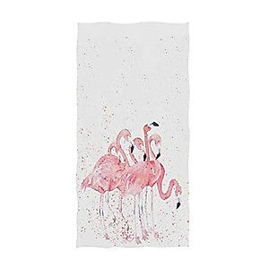 Naanle Stylish Splashing Pink Flamingo Print Soft Highly Absorbent Large Decorative Guest Hand Towels Multipurpose for Bathroom, Hotel, Gym and Spa (16 x 30 Inches)