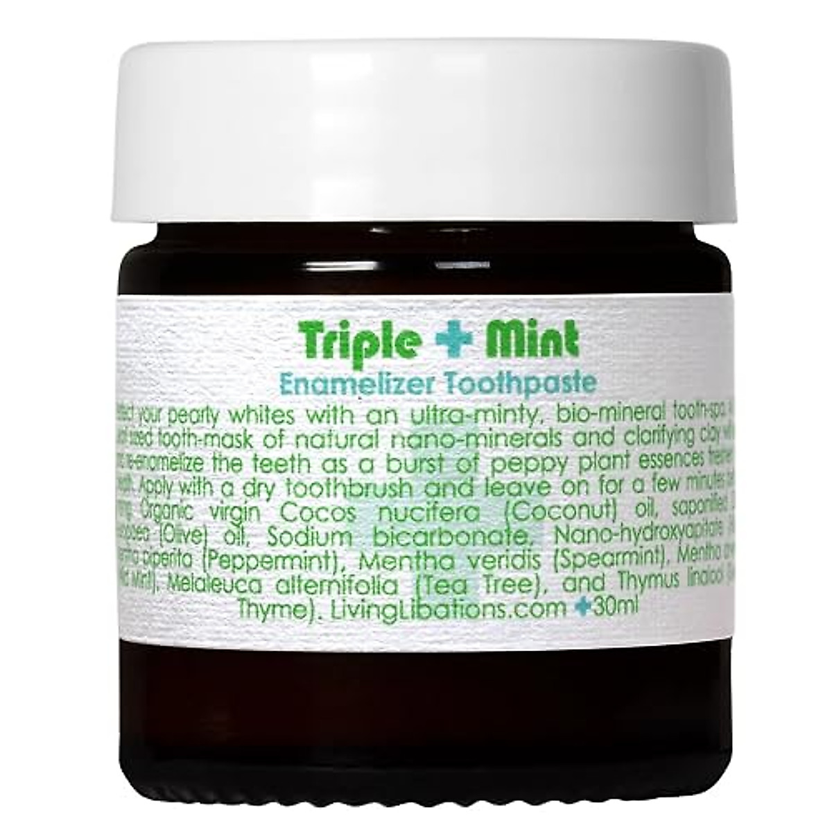 Living Libations - Organic Triple Mint Enamelizer Toothpaste | Natural, Wildcrafted, Vegan Clean Beauty (1 oz | 30 ml)
