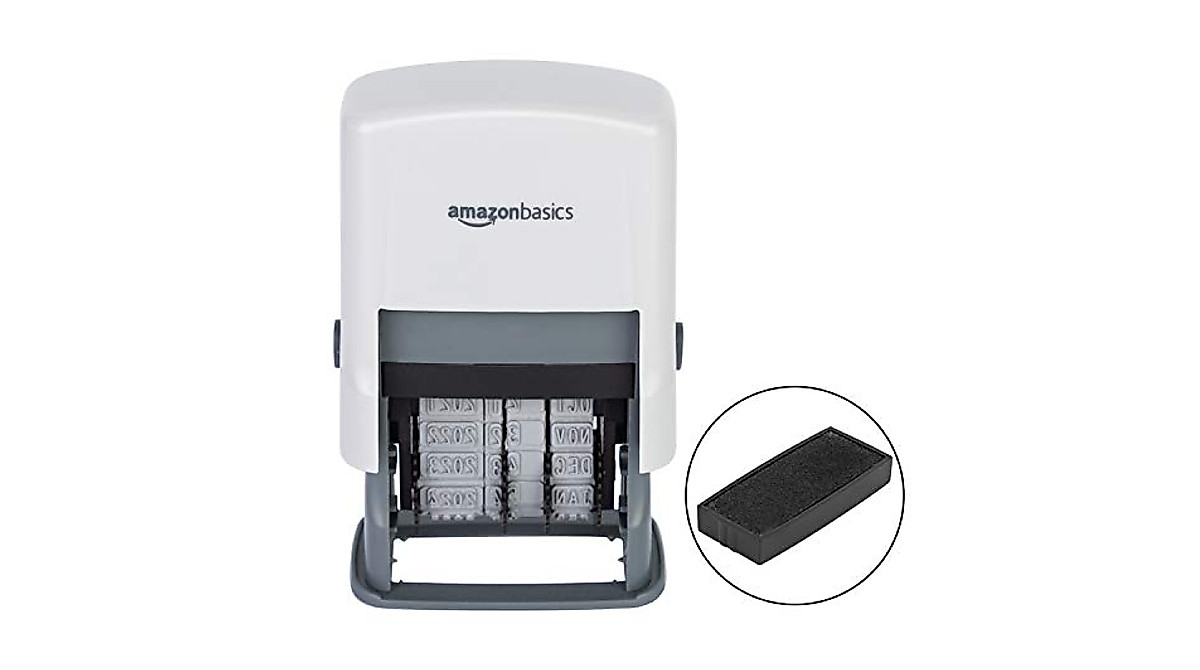 Amazon Basics Self-Inking Date Stamp - Durable & Easy to Use