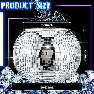 Hoolerry 11L Disco Ice Bucket Disco Party Champagne Ice Bucket Mirror Ball Themed Beer Bucket Retro 70s 80s 90s Theme Disco Party Accessories for Wine Beer Champagne Cooler