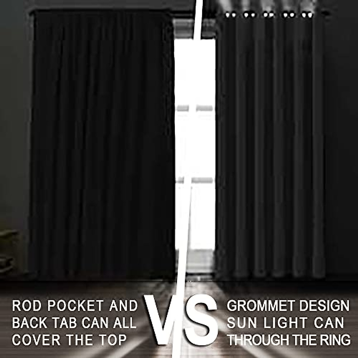 Lecloud Snow 100% Blackout Velvet Curtains 84 Inches Length 2 Panels，Gold Foil Printed Thermal Insulated Energy Saving Drapes for Living Room, Noise Reducing Black Curtain for Bedroom, 52" Wx84 L