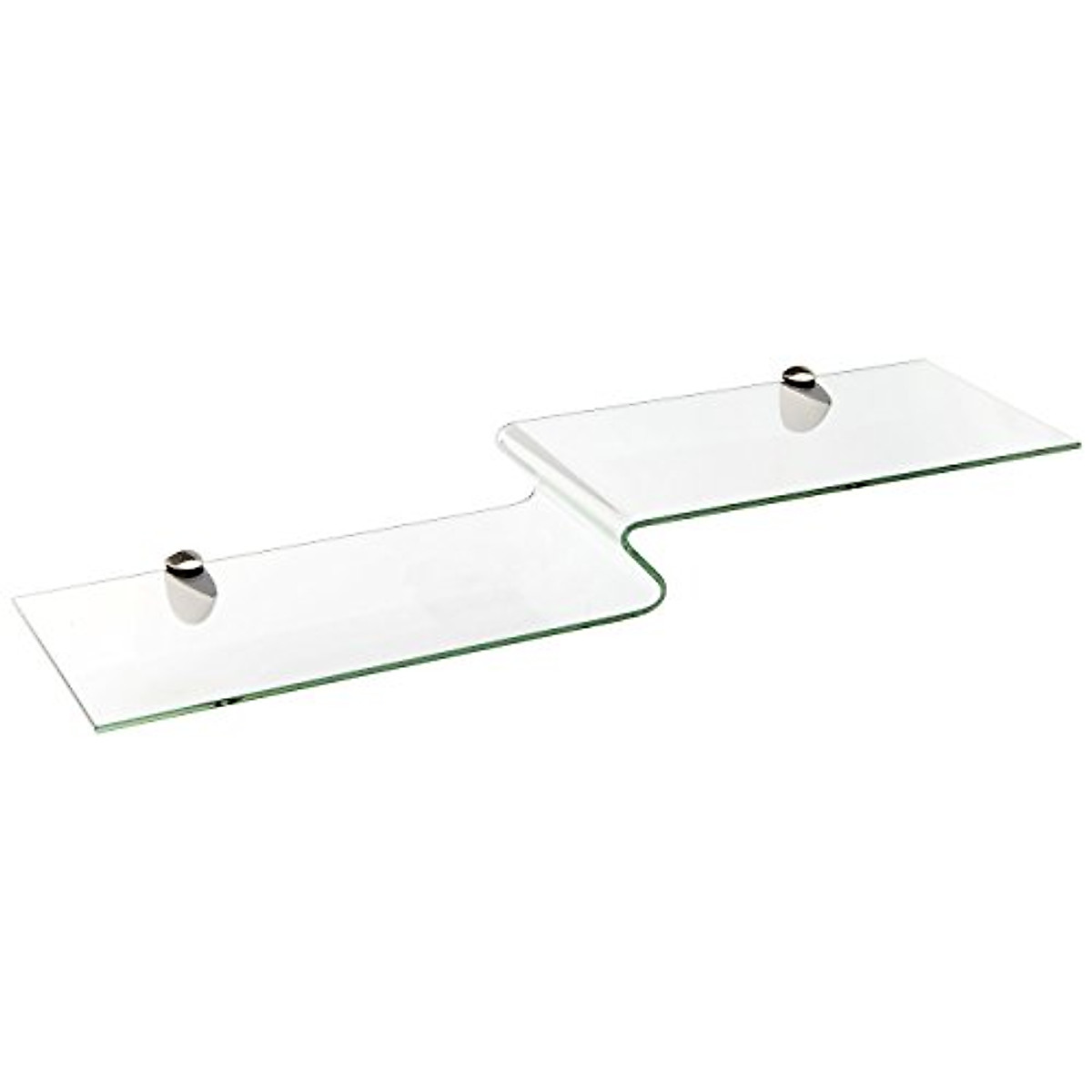 Spancraft Glass Kingbird Bent Glass Shelf, Brushed Steel Bracket, 8 x 32