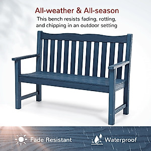 Stoog Oversized Patio Bench & Chairs Set, All-Weather Outdoor Furniture Set, Include 2 Patio Chairs and 1 Patio Bench, for Porch, Backyard, Lawn, Pool and Deck, Blue