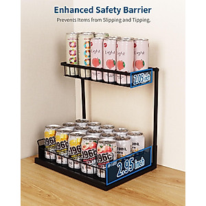 2-Tier Under Sink Organizer, Metal Tiered Sliding Shelves for Kitchen, Laundry Room, and Bathroom, Holds up to 50 lbs with 4 Anti-Slip Rubber Pads, Black