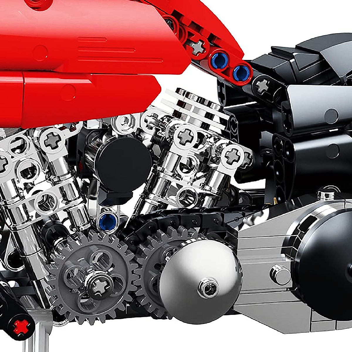 MANYI Motorbike Toy Building Kit,Build A Motorcycle Building Blocks Set Model,Featuring Gearbox and Suspension（613Pieces）