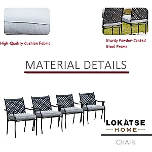 LOKATSE HOME 5-Piece Outdoor Patio Metal Dining Set