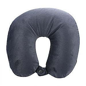 Jadpes UShaped Pillow, Soft Elastic UShaped Travel Pillow Neck Support Office Rest Cushion with Buckle for Outdoors Car Office Home Travel(Grey)