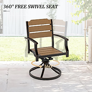 Cozyman Outdoor Dining Chair Set of 2, Swivel Rocking Patio Chairs, HDPE Seat with Aluminum Frame Patio Dining Chairs, Outdoor Chairs, Balcony Chair for Backyard Deck Porch, Brown-Oil Printed