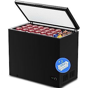 Kismile 7.0 Cubic Feet Chest Freezer with 3 Removable Basket, Free Standing Top Open Door Compact Deep Freezer with Adjustable Temperature for Home/Kitchen/Office/Garage/Bar (7.0 Cu.Ft, Black)