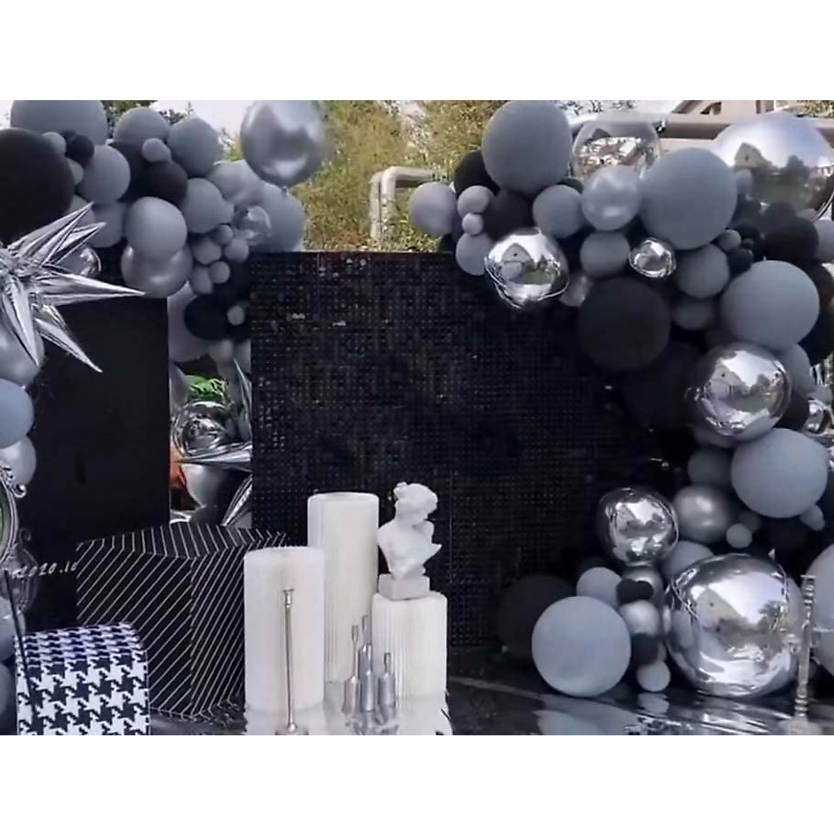 Kate Square Black Sequin Backdrop Panels for Party Decoration Glitter Sequin Panel (Pack of 12)
