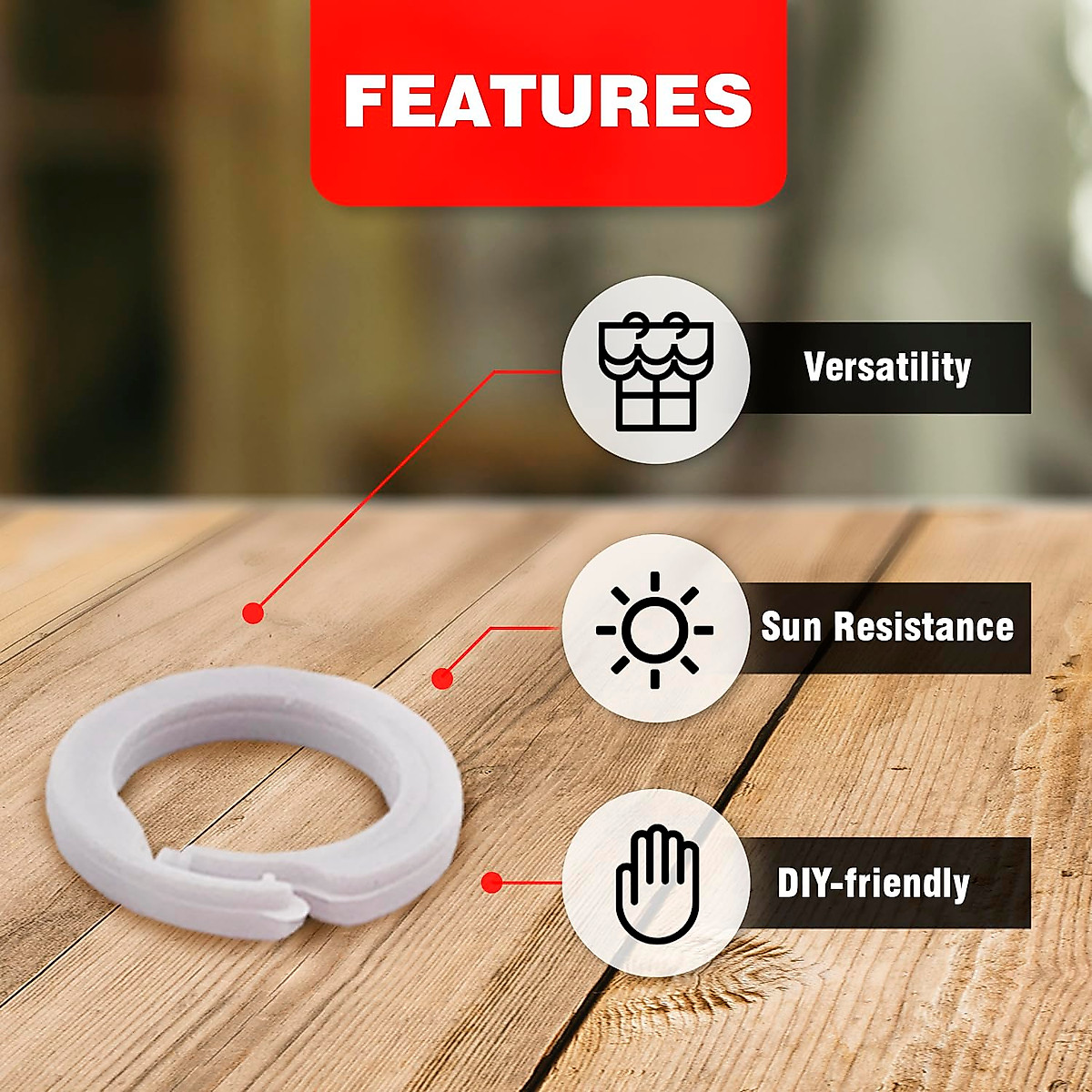 Amazing Drapery Hardware Premium Plastic Roman Shade Split Rings, 100 Pack - Premium White Finish, UV-Resistant - Versatile and Easy-to-Use for Window Valances and Shades