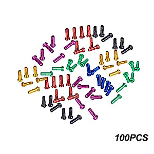 TRENDYBOY 100pcs Bicycle Spoke Nipples 2.0 * 14mm Aluminum Alloy Cycling MTB Road Bike Wheel Nipples Mountain Bike Hub Spoke Nipples (Color : Purple 100pcs)