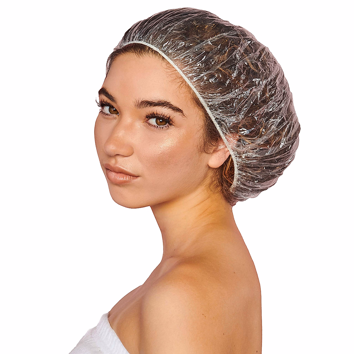 Colortrak Professional Bouffant Processing Caps, Single Use, Contain Hair During Perms, Conditioners, Relaxers, and Coloring, 21 Inch Diameter, Clear Plastic, Usable as Shower Cap, 100 Per Pack
