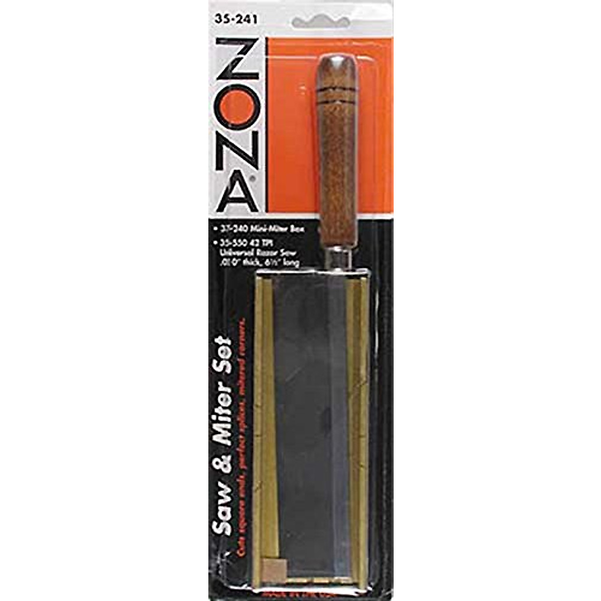 Olson Saw 35-241 Fine Kerf Saw 35-550 42 tpi with Aluminum Thin Slot Miter Box, Slot Size .014-Inch, Slot Angles 45, 60, 90, Cutting Depth 7/8-Inch
