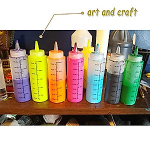 Haawooky 15 Pack 8oz Plastic Scale Squeeze Bottle,Clear Condiment Squeeze Bottles,Squirt Bottles with Red Tip Cap for Ketchup,BBQ,Sauces,Art and Crafts