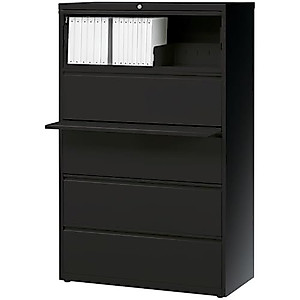Hirsh 36-in Wide HL8000 Series Metal 5 Drawer Lateral File Cabinet Black