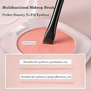 Ultra-Thin Eyebrow Brush Set - Raffaello 3Pcs Angled Precision Eyeliner Makeup Brushes, Cruelty-Free Synthetic Bristles Slanted Eyeshadow Eye Brow Tinting Kit (Black)