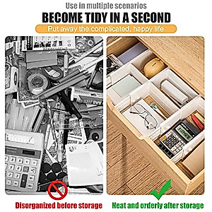 ARSTPEOE Drawer Dividers with 12 Inserts,16.9-23", Drawer Dividers for Clothes, Expandable Kitchen Drawer Organizer,Adjustable Drawer Separators for Bedroom Bathroom Dresser (6 Pack)