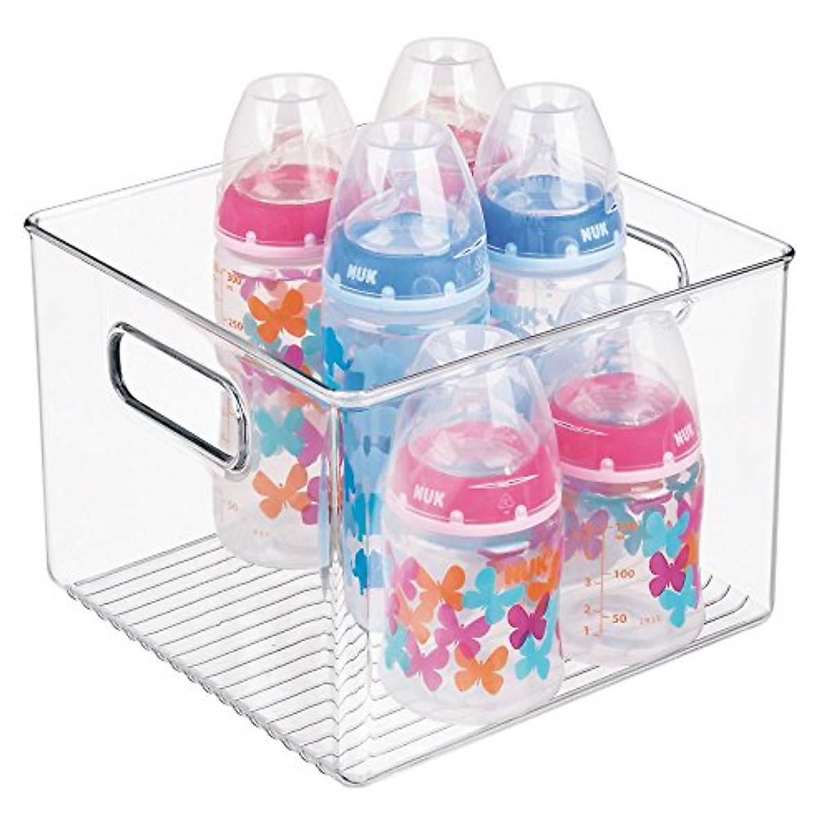 iDesign Kitchen Binz BPA-Free Plastic Deep Stackable Organizer with Handles - 8" x 8" x 6", Clear (Pack of 2)