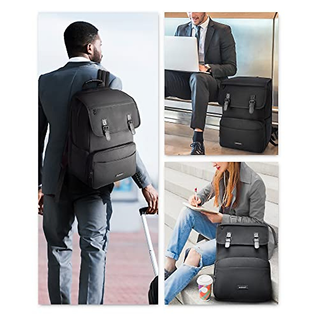 BAGSMART Laptop Backpack, Backpack For Men Women,Black Travel Backpack Fits 17.3 Inch Computer Work Back Pack College Bag With Charging Port